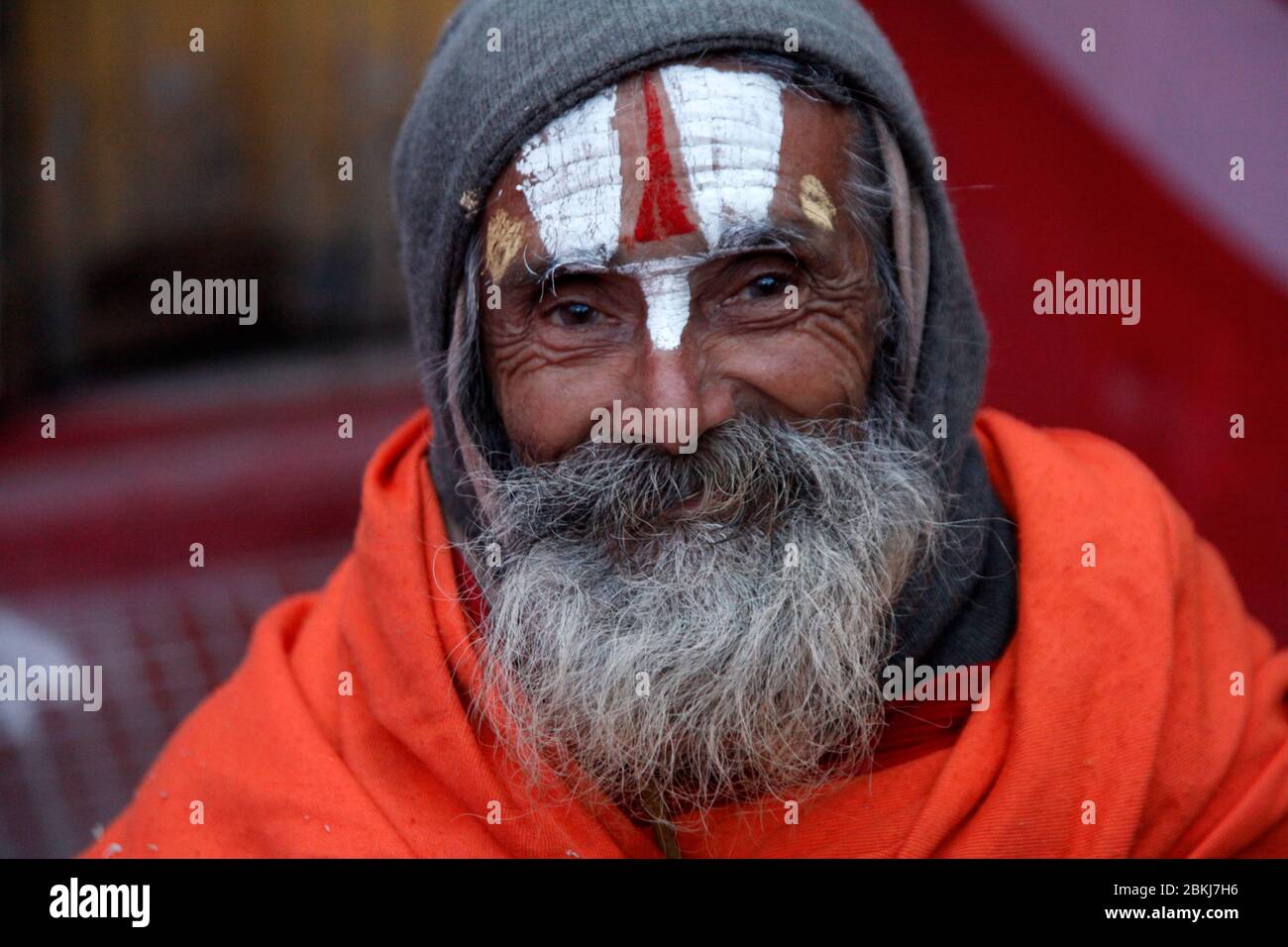 Indian Baba Swami Sadhu Holyman Saddhu in front of temple Haridwar ...