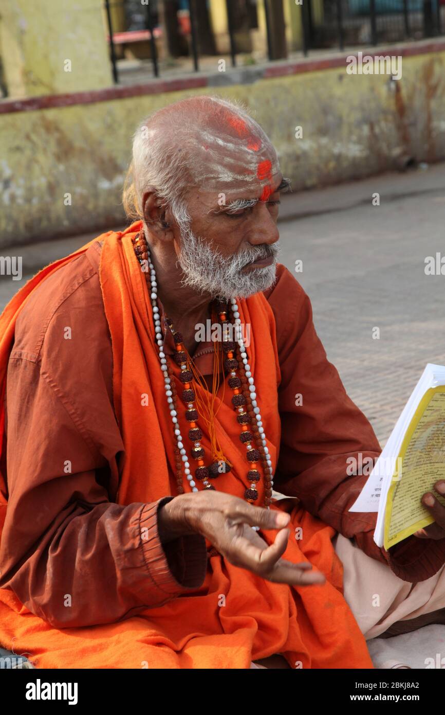 Indian Baba Swami Sadhu Holyman Saddhu in front of temple Haridwar ...