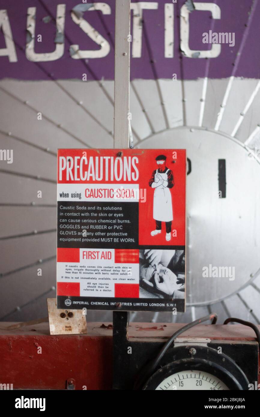 Vintage caustic soda precautions warning sign first aid ICI Imperial ...