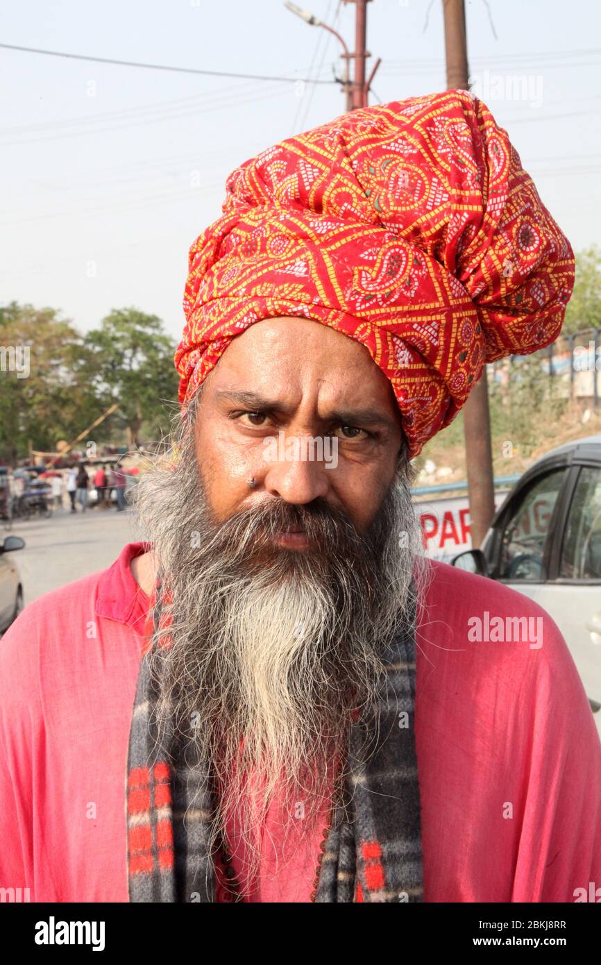 Indian Baba Swami Sadhu Holyman Saddhu in front of temple Haridwar ...