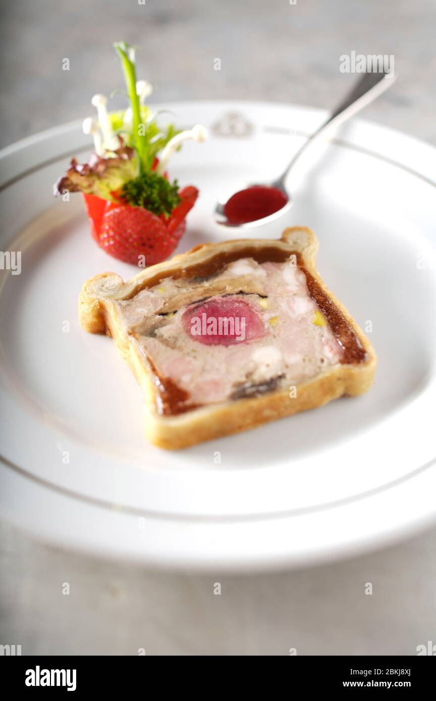 Game terrine, fruit chutney Stock Photo - Alamy