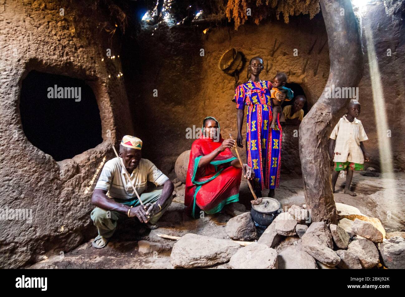 Sudan, south Kordofan, Talodi, inside a Nuba Masakin hut Stock Photo ...