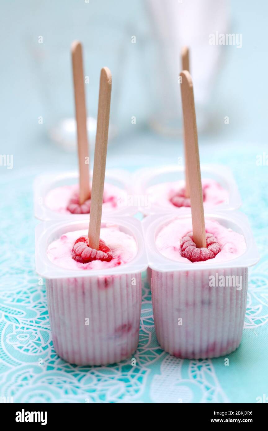 Small Swiss raspberry ice cream Stock Photo - Alamy