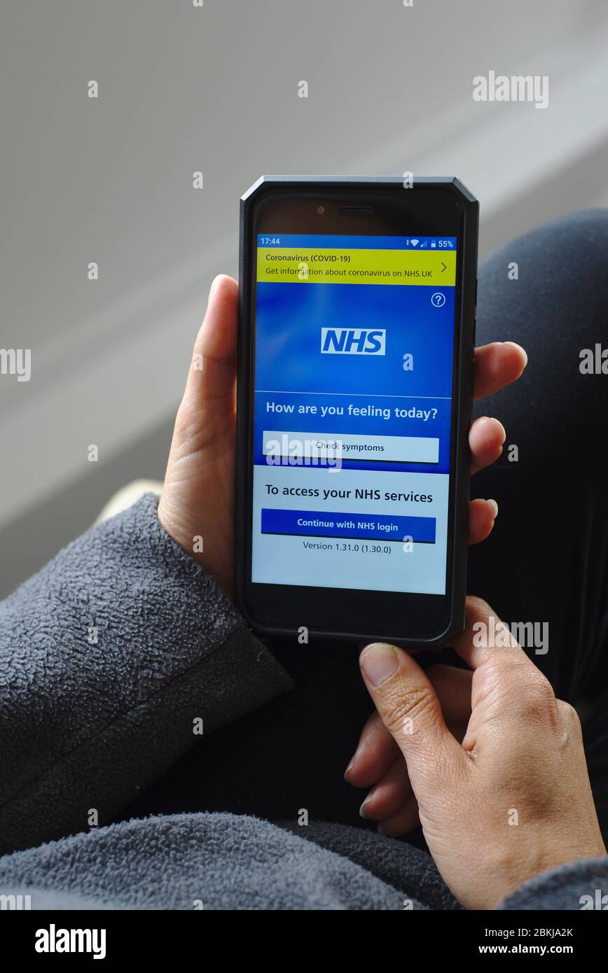 NHS app on smartphone coronavirus COVID-19 link and symptoms check ...