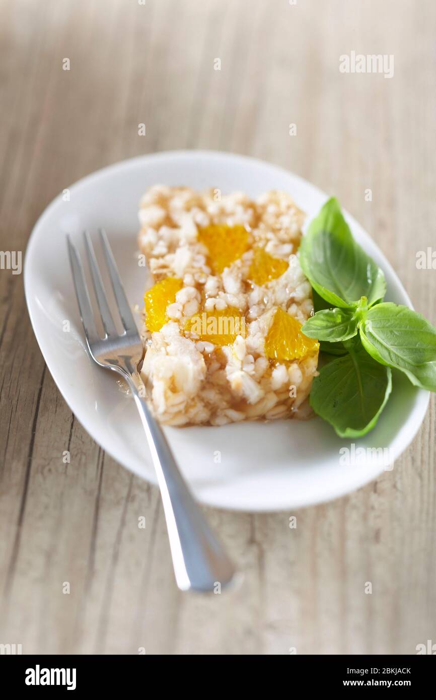 Orange barley terrine Stock Photo - Alamy
