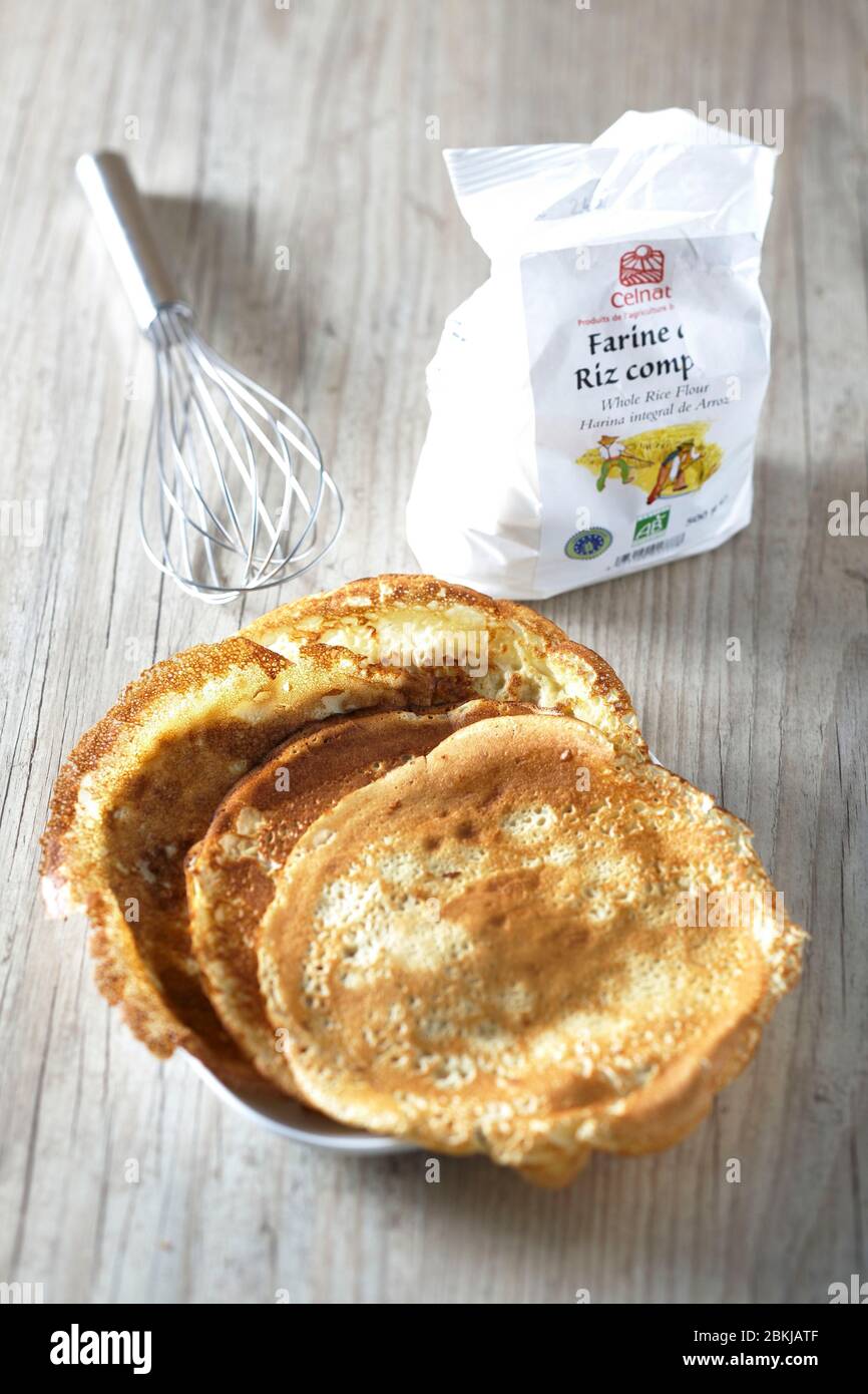 Crêpe flour rice mashed eggplant tomato and rice flake Stock Photo - Alamy