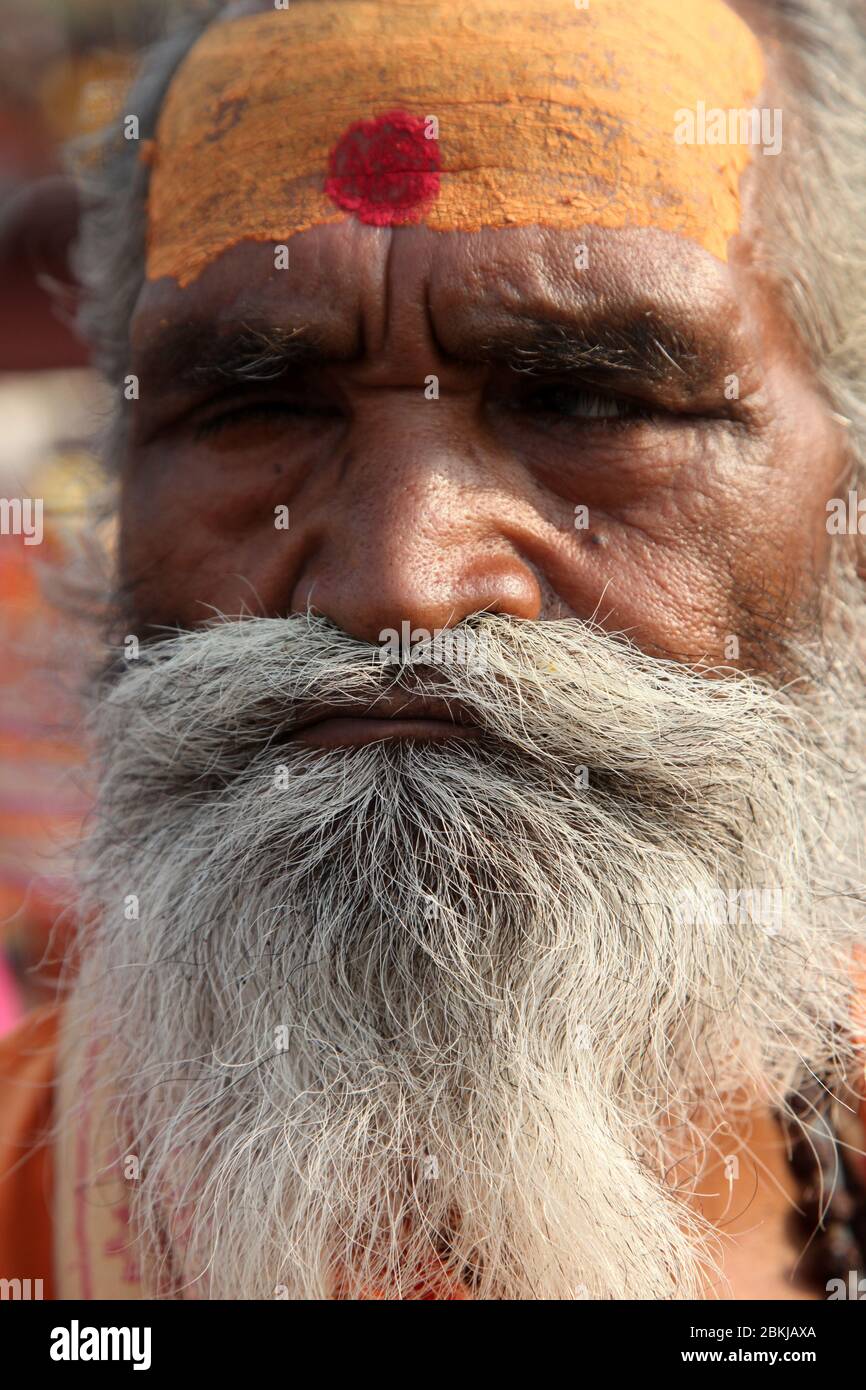 Indian Baba Swami Sadhu Holyman Saddhu in front of temple Haridwar ...