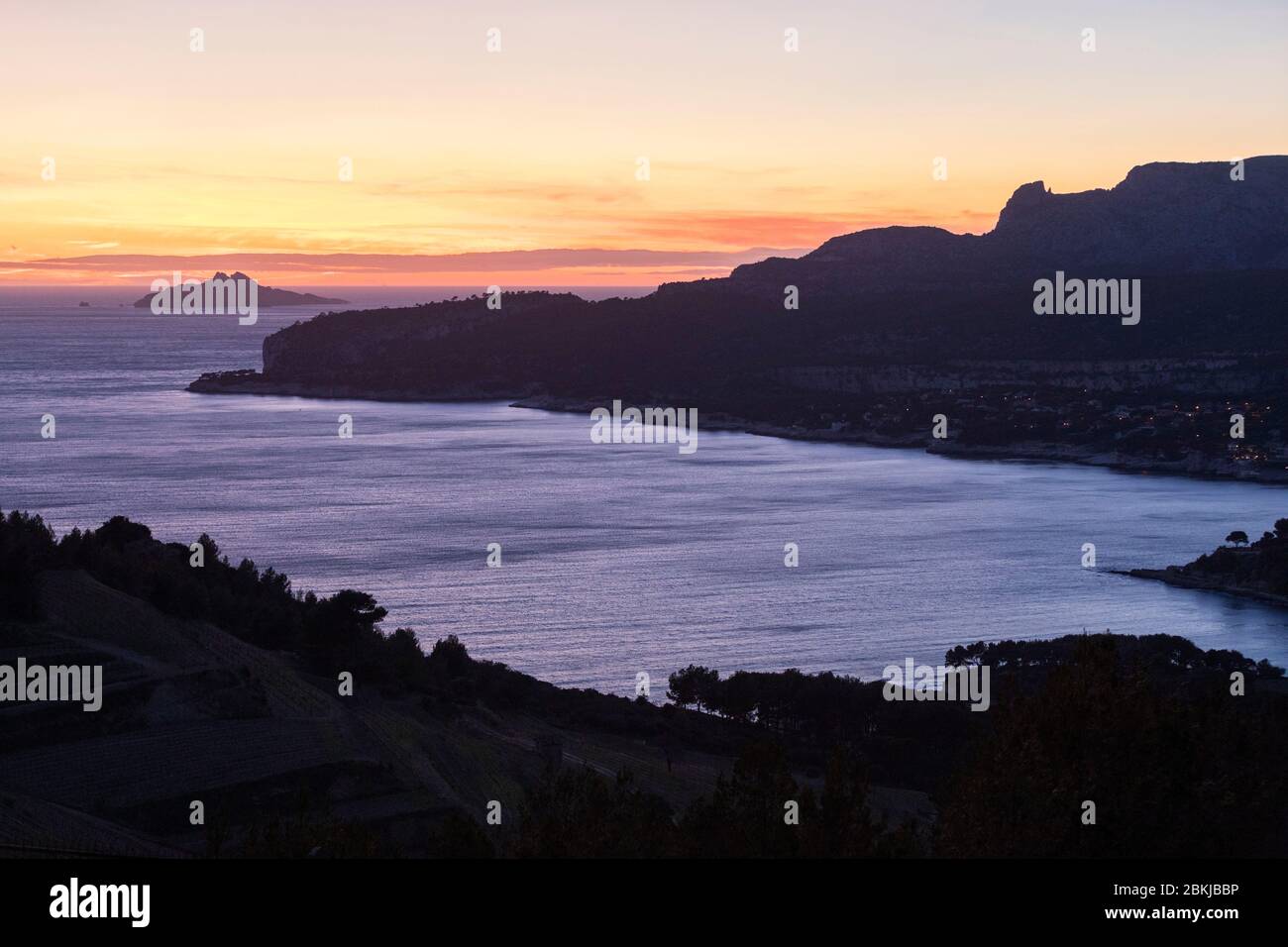 France, Bouches du Rhone, Calanques National Park, Cassis, Cassis Bay ...