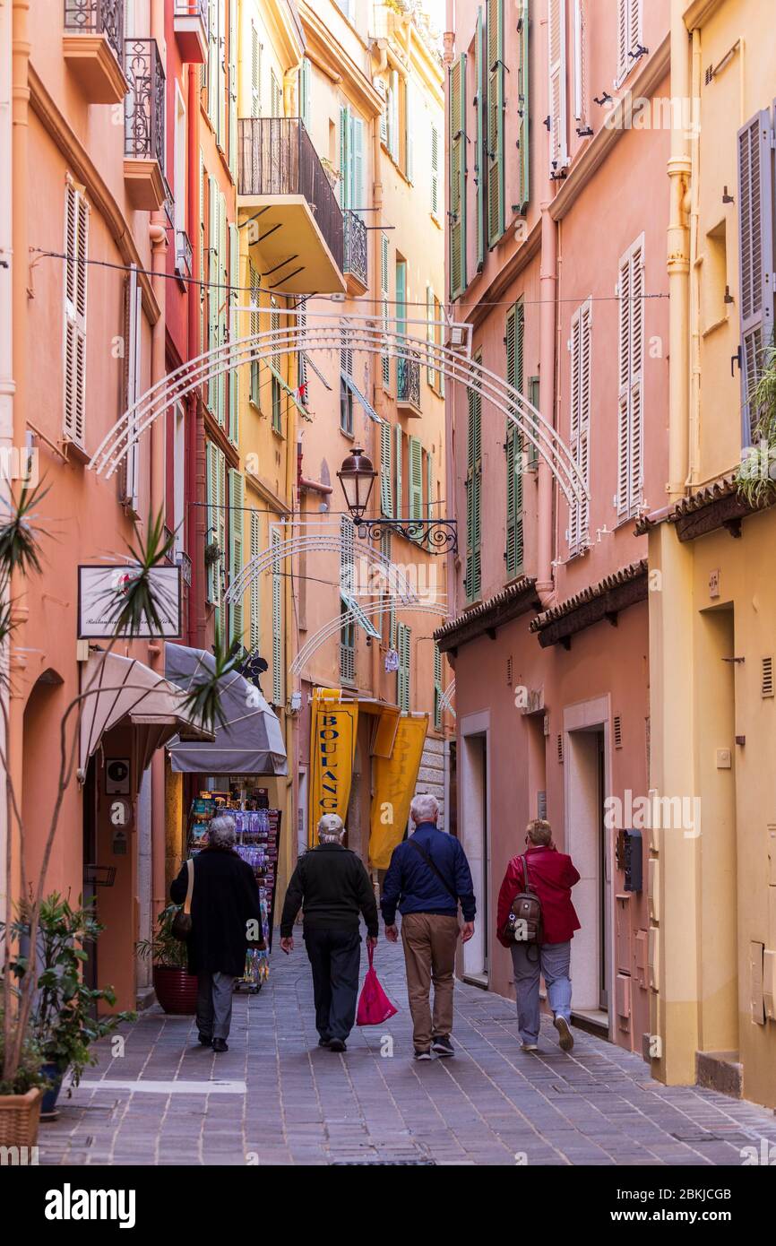 Principality of Monaco, Monaco, the old town on the Rock, rue Basse ...