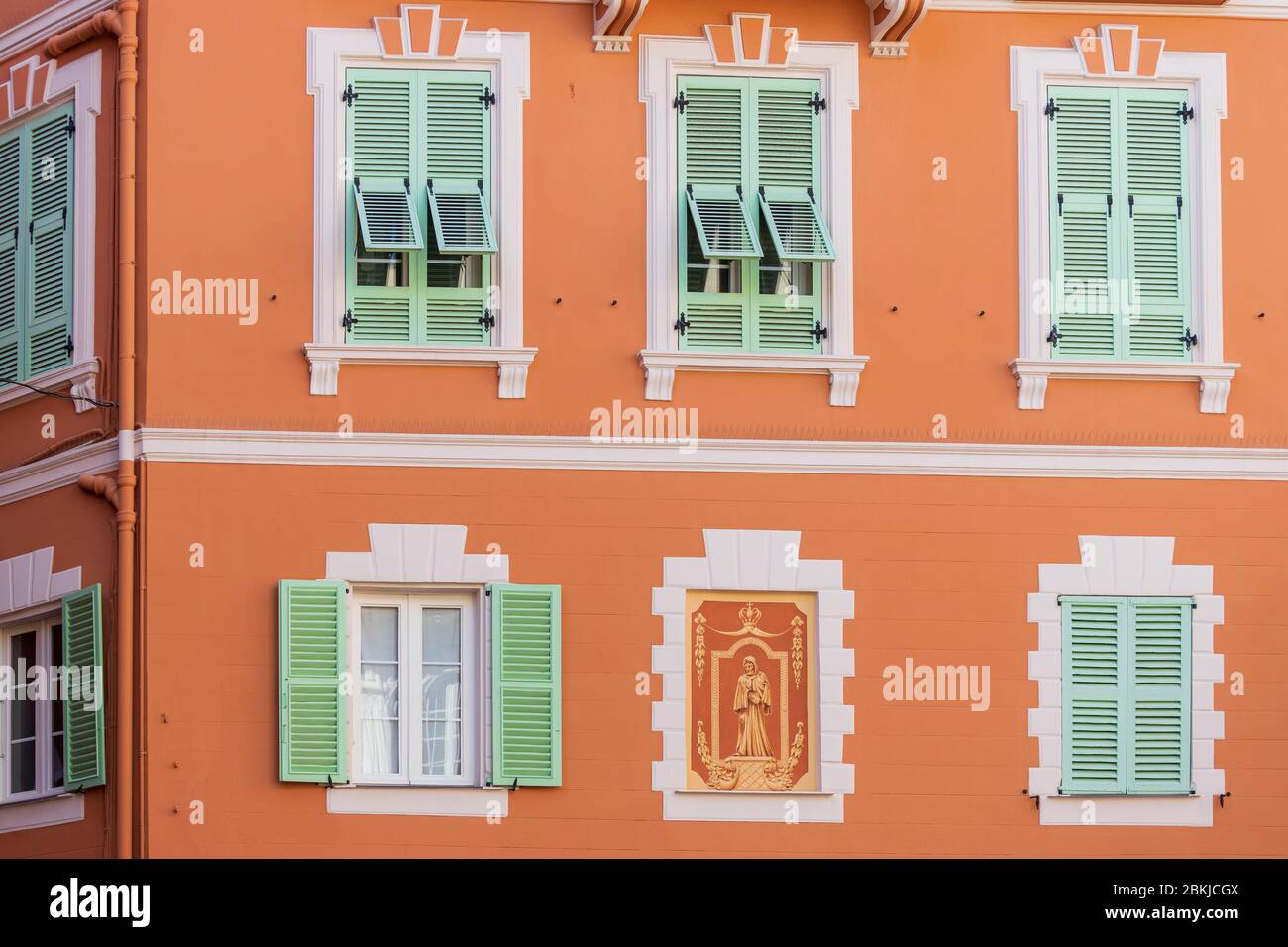 Principality of Monaco, Monaco, the old town on the Rock, house facade ...