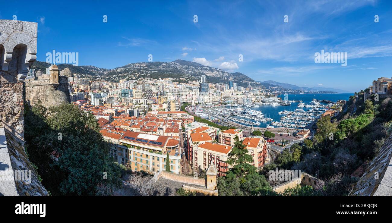 Principality of Monaco, Monaco, view from the ramparts of the old town ...