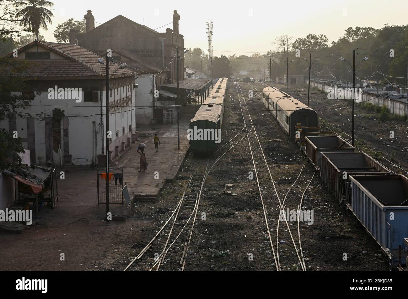 MALI, Bamako, railway station, colonial building from french colonial ...