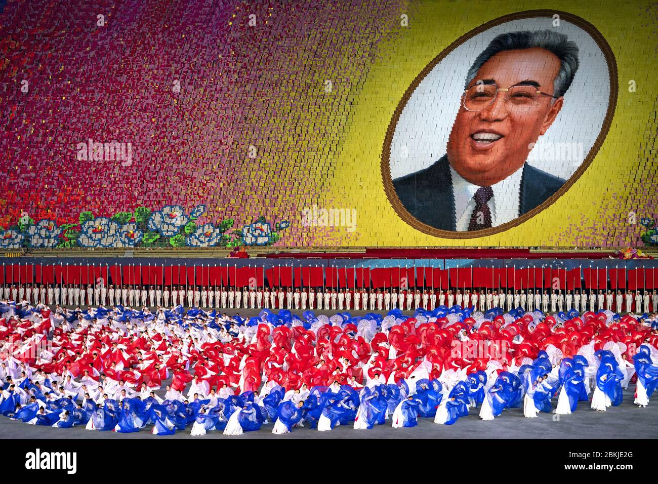 North Korea, Pyongyang, Fatherland Mass Games with 100000 participants ...
