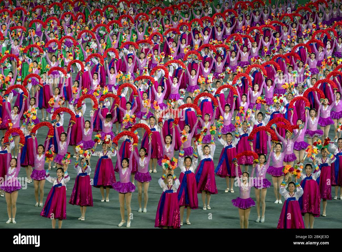 North Korea, Pyongyang, Fatherland Mass Games with 100000 participants ...