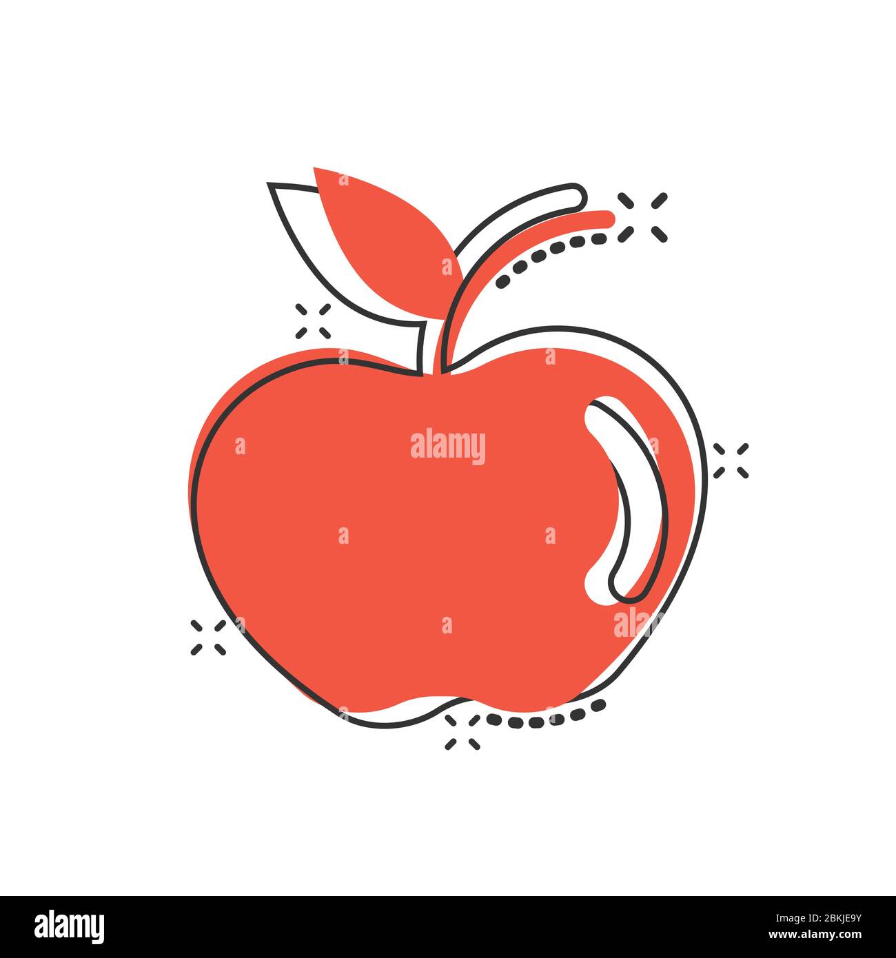 Apple icon in comic style. Fresh fruit cartoon vector illustration on ...