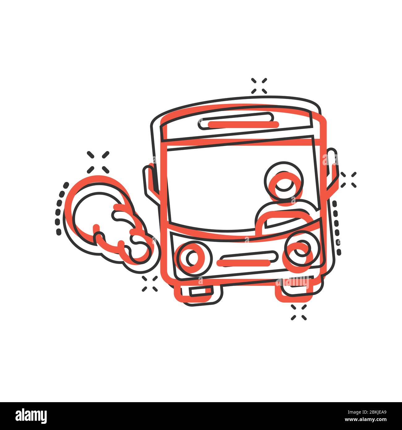 Bus icon in comic style. Coach cartoon vector illustration on white ...