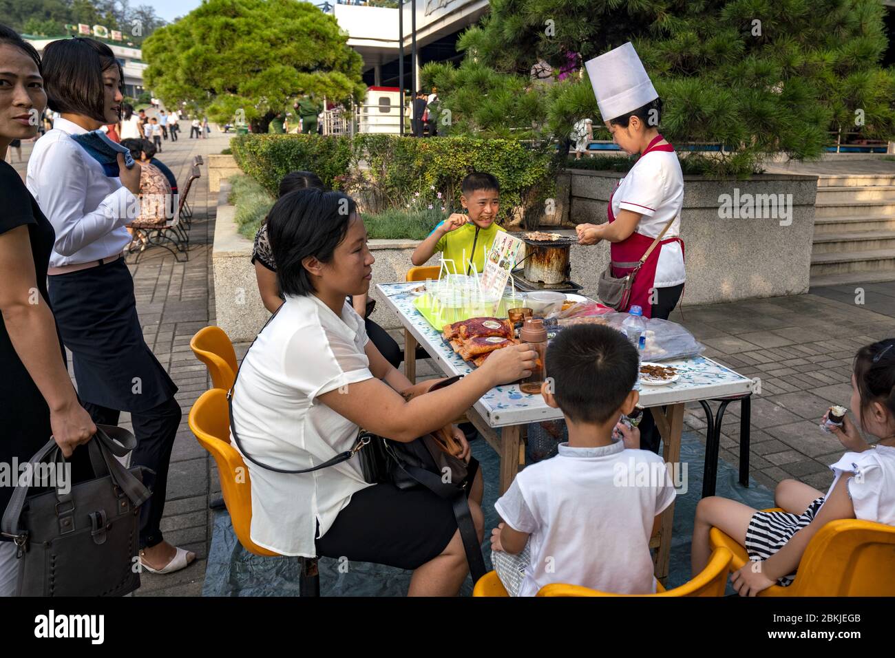 North Korea, Pyongyang, Kaeson amusement park, street food Stock Photo ...