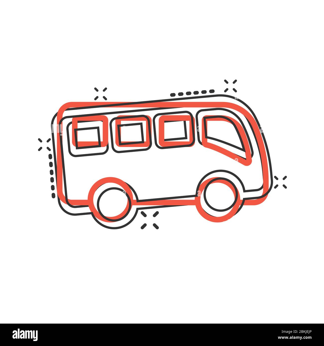 Bus icon in comic style. Coach cartoon vector illustration on white ...