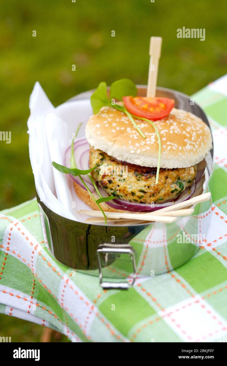 Chicken burger with lemon and garlic Stock Photo - Alamy