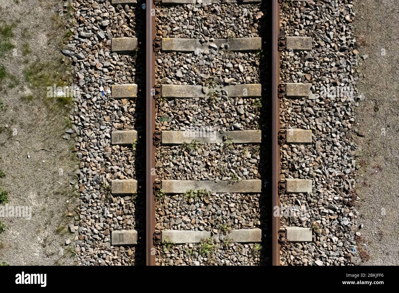 Train Tracks Detail from Above. Close up Stock Photo - Alamy