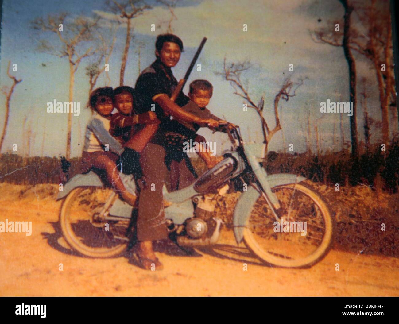 France, Guyana, arrival of the first Hmong refugees in 1979, one rifle ...