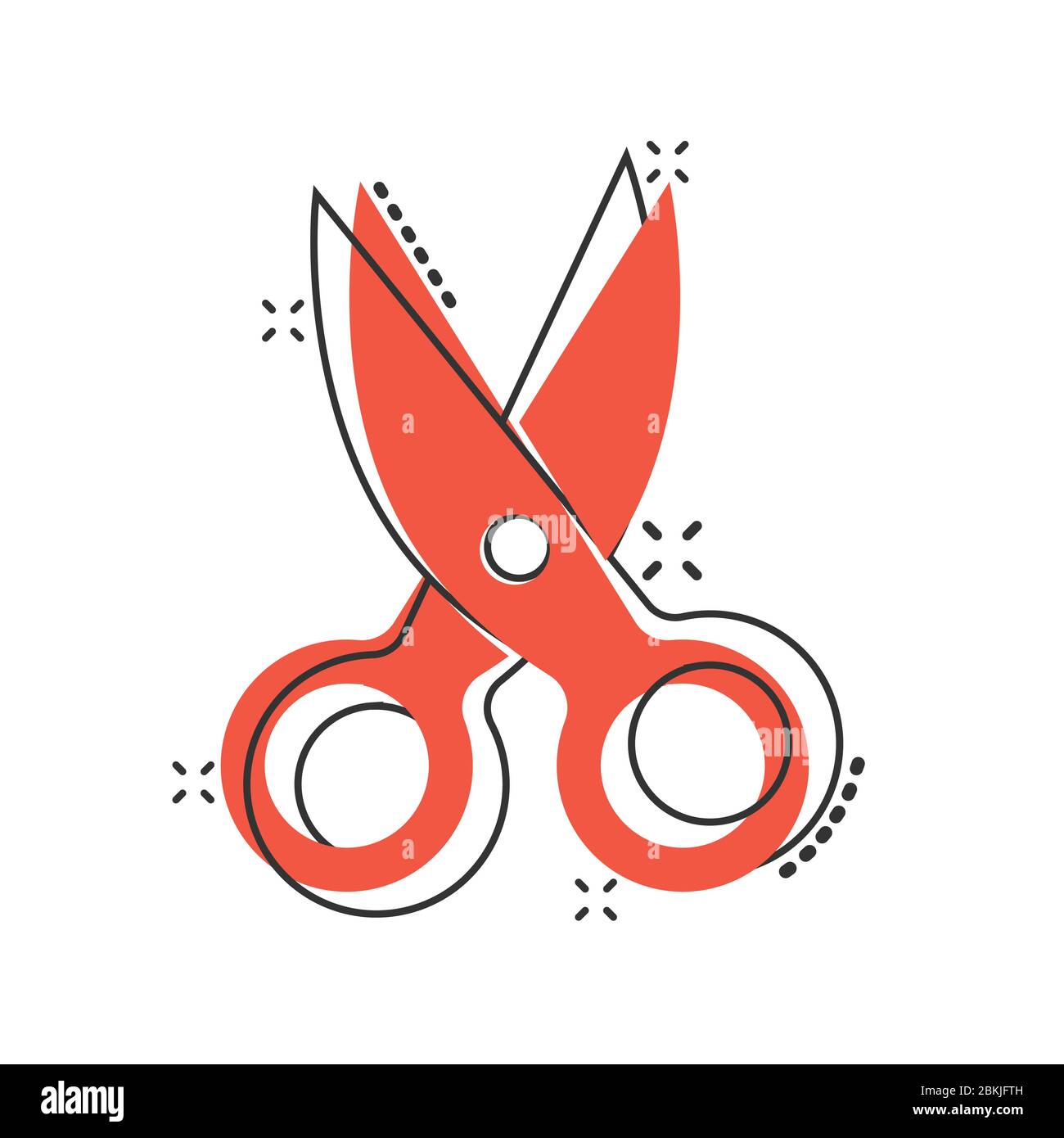 Scissor icon in comic style. Cut equipment cartoon vector illustration ...