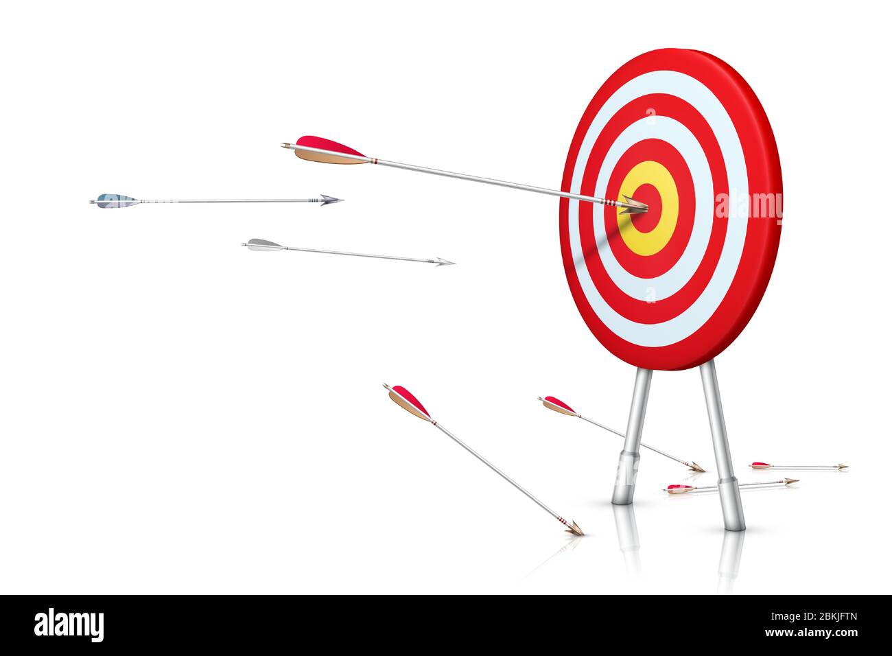 Path to success. Realistic aim and arrows isolated on white background ...