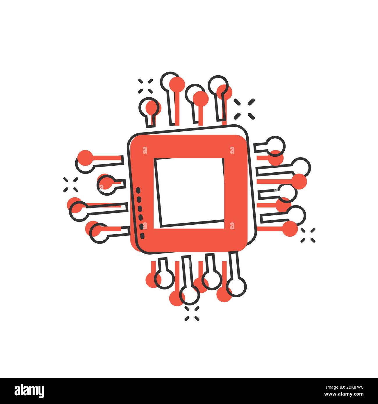 Computer cpu icon in comic style. Circuit board cartoon vector ...