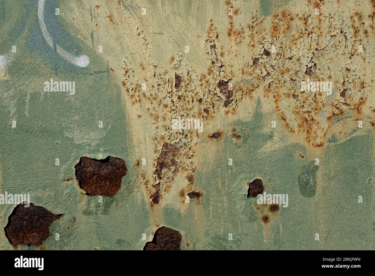 Rusty metal surface with colored paint flaking and cracking texture ...