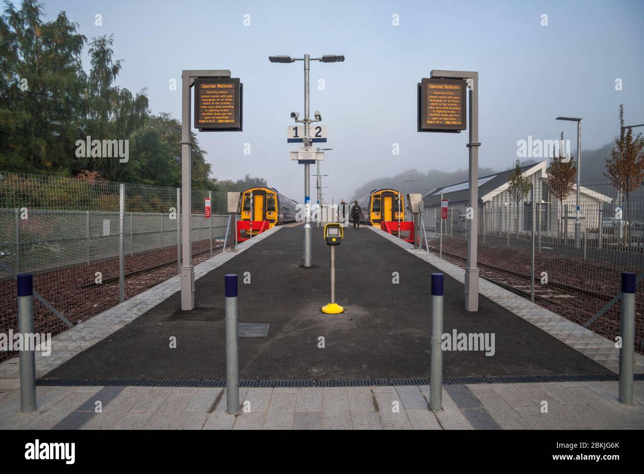 Tweedbank railway station on the borders railway showing passenger ...