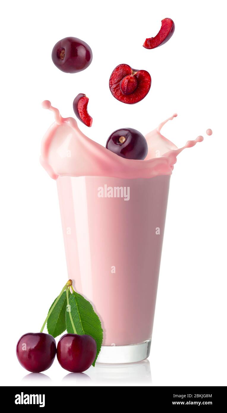 cherry milkshake in glass Stock Photo - Alamy