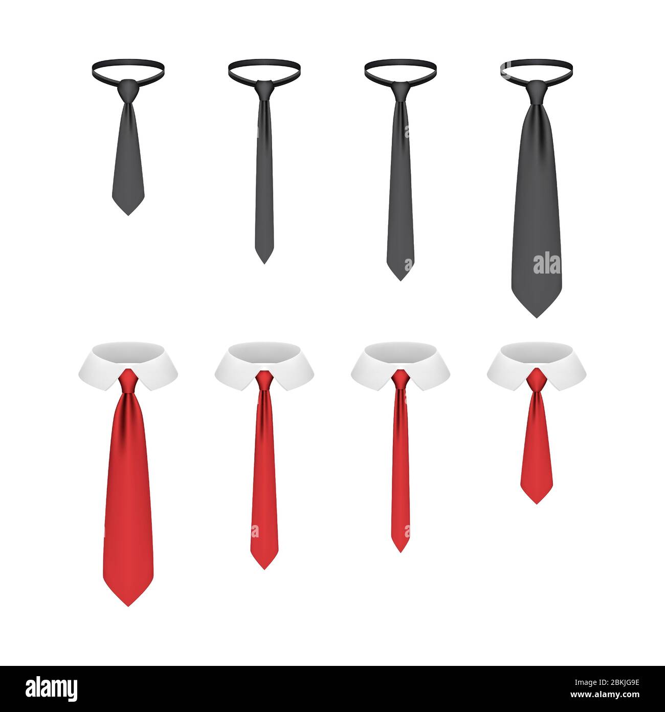 Set of realistic ties isolated on white background, vector illustration ...