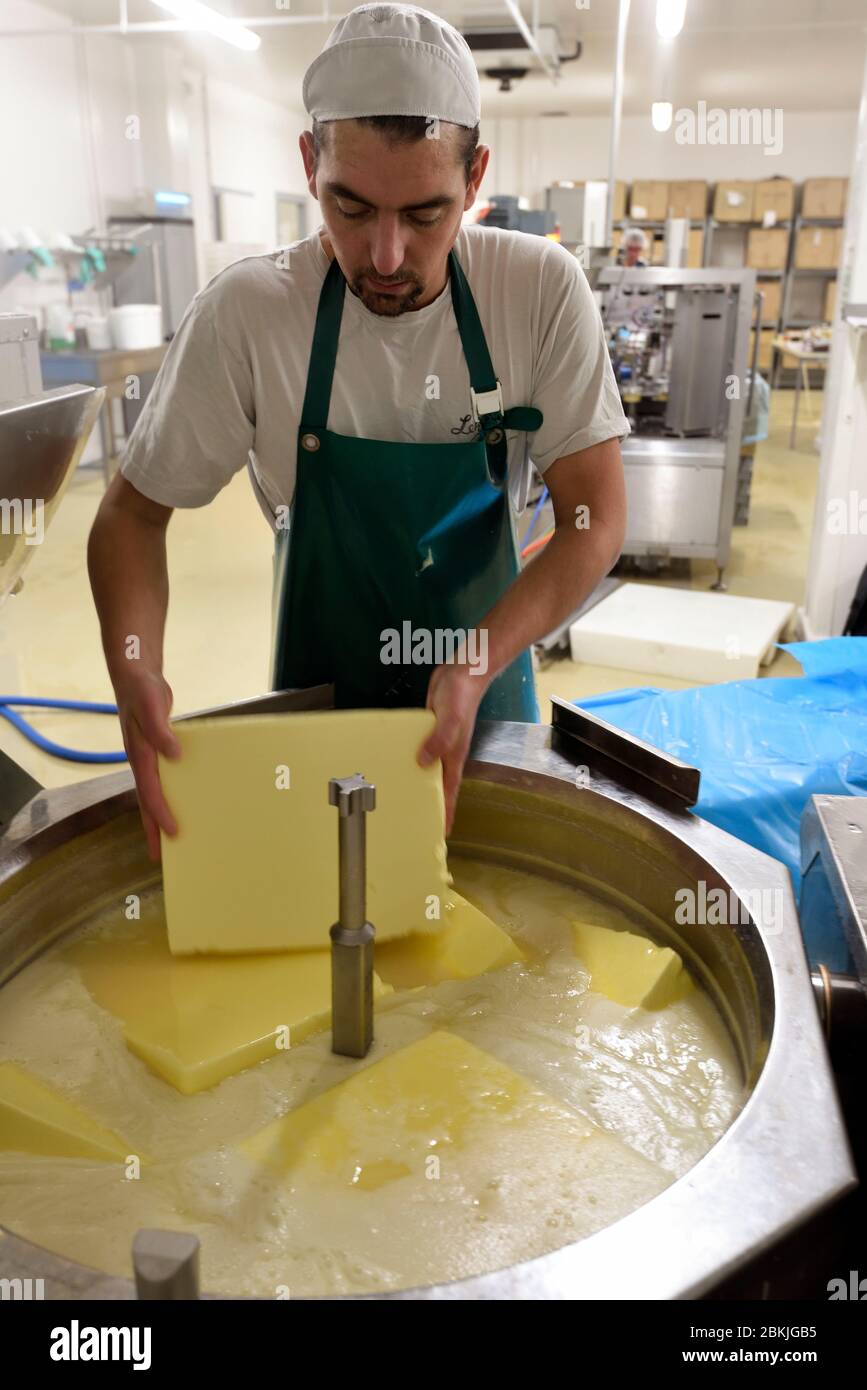 France, Doubs, Vieux Charmont, Lehmann cheese dairy, manufacture of ...