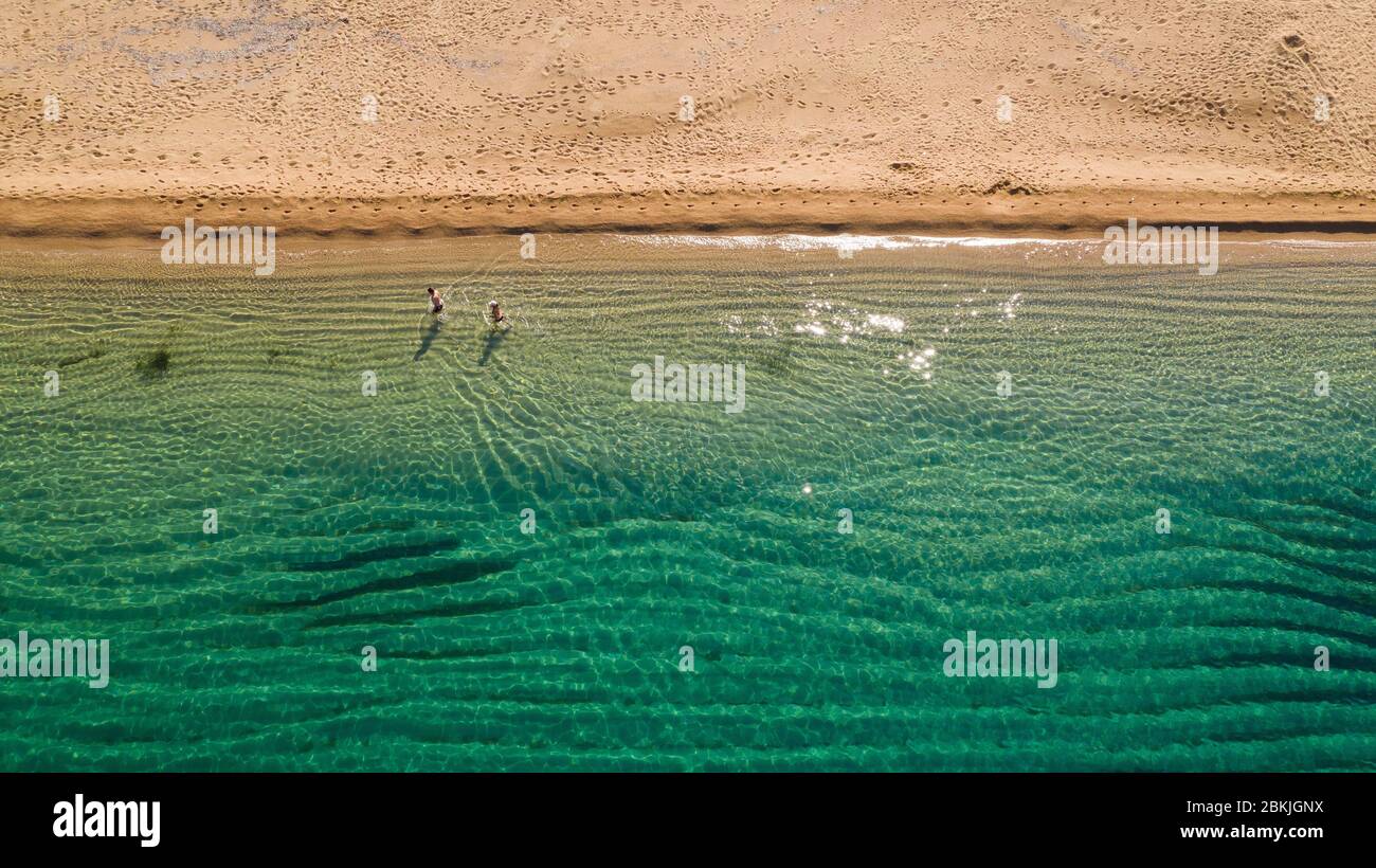France, Corse du Sud, Olmeto, Baracci beach (aerial view Stock Photo ...
