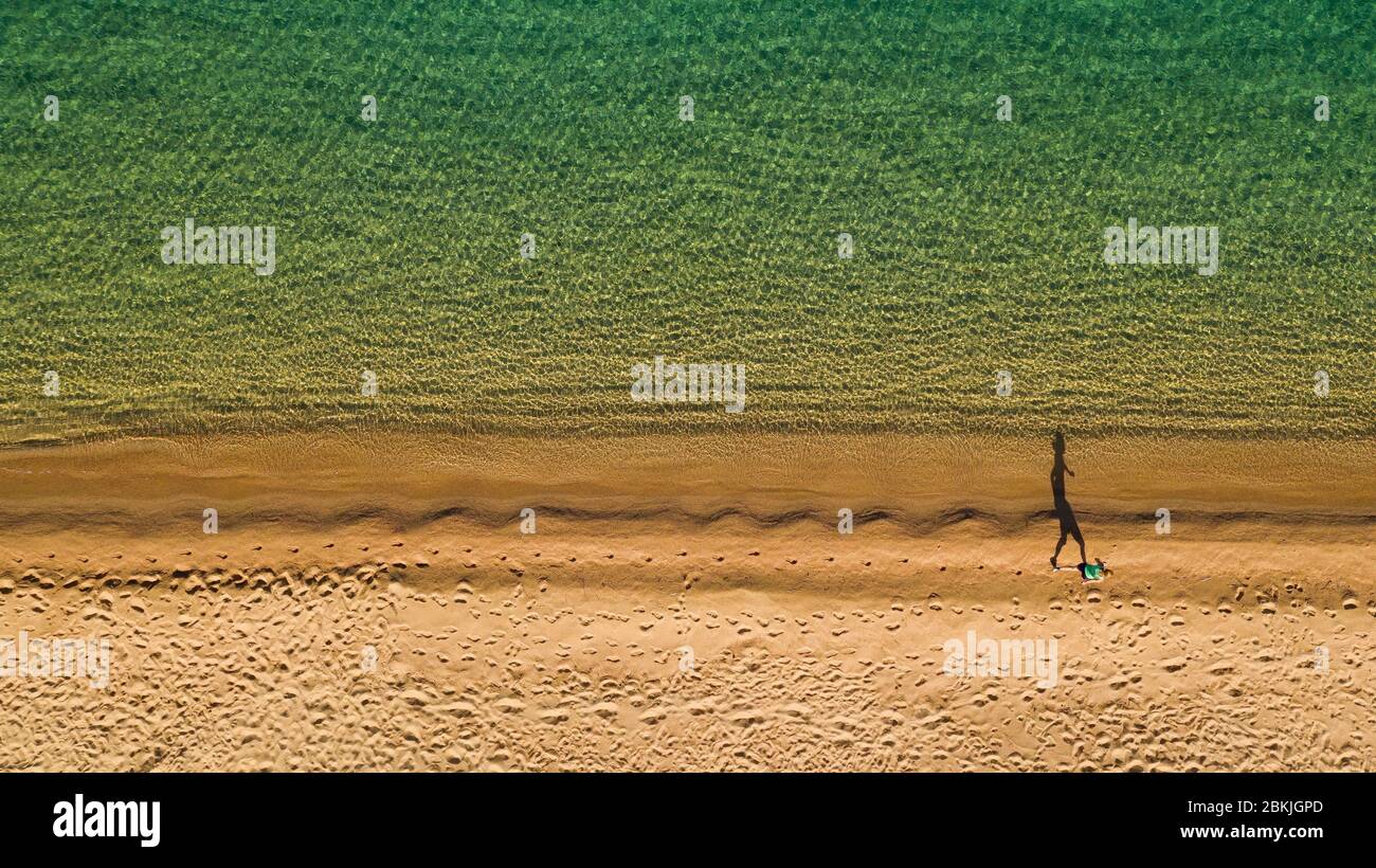 France, Corse du Sud, Olmeto, Baracci beach (aerial view Stock Photo ...