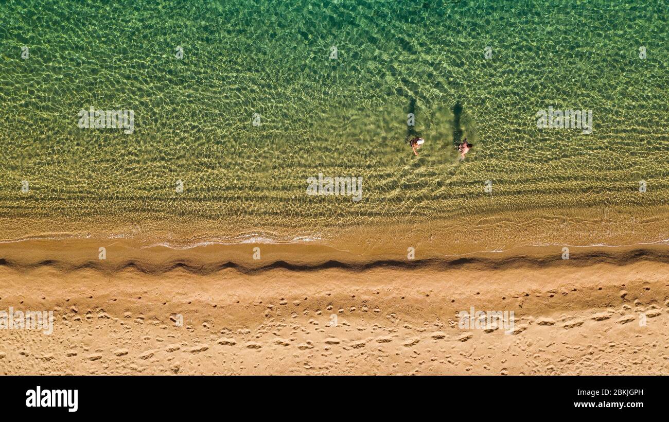 France, Corse du Sud, Olmeto, Baracci beach (aerial view Stock Photo ...