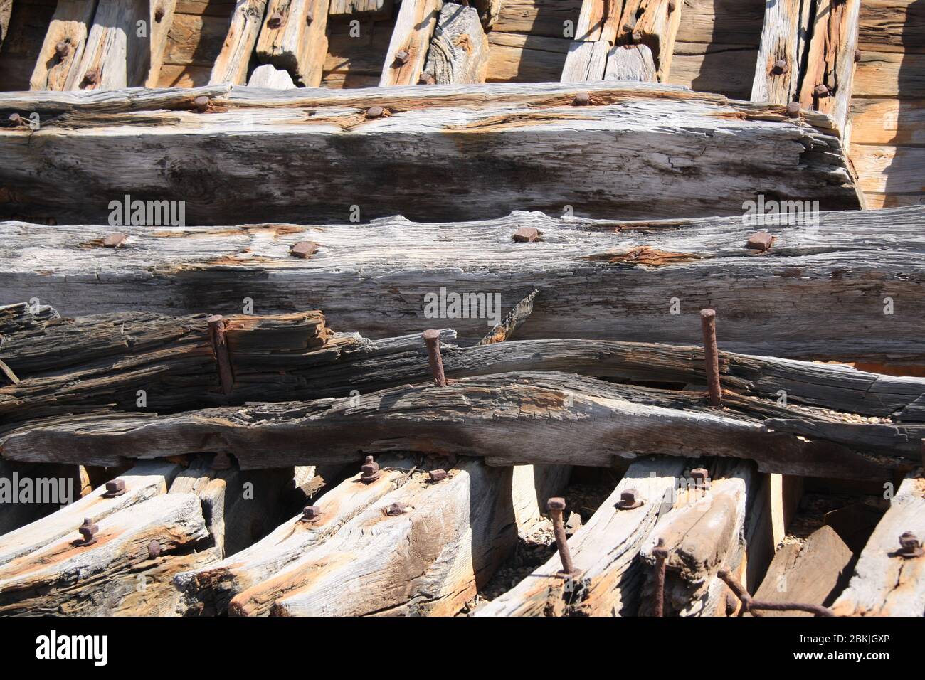 Detail of the remains of a well preserved shipwreck Stock Photo - Alamy