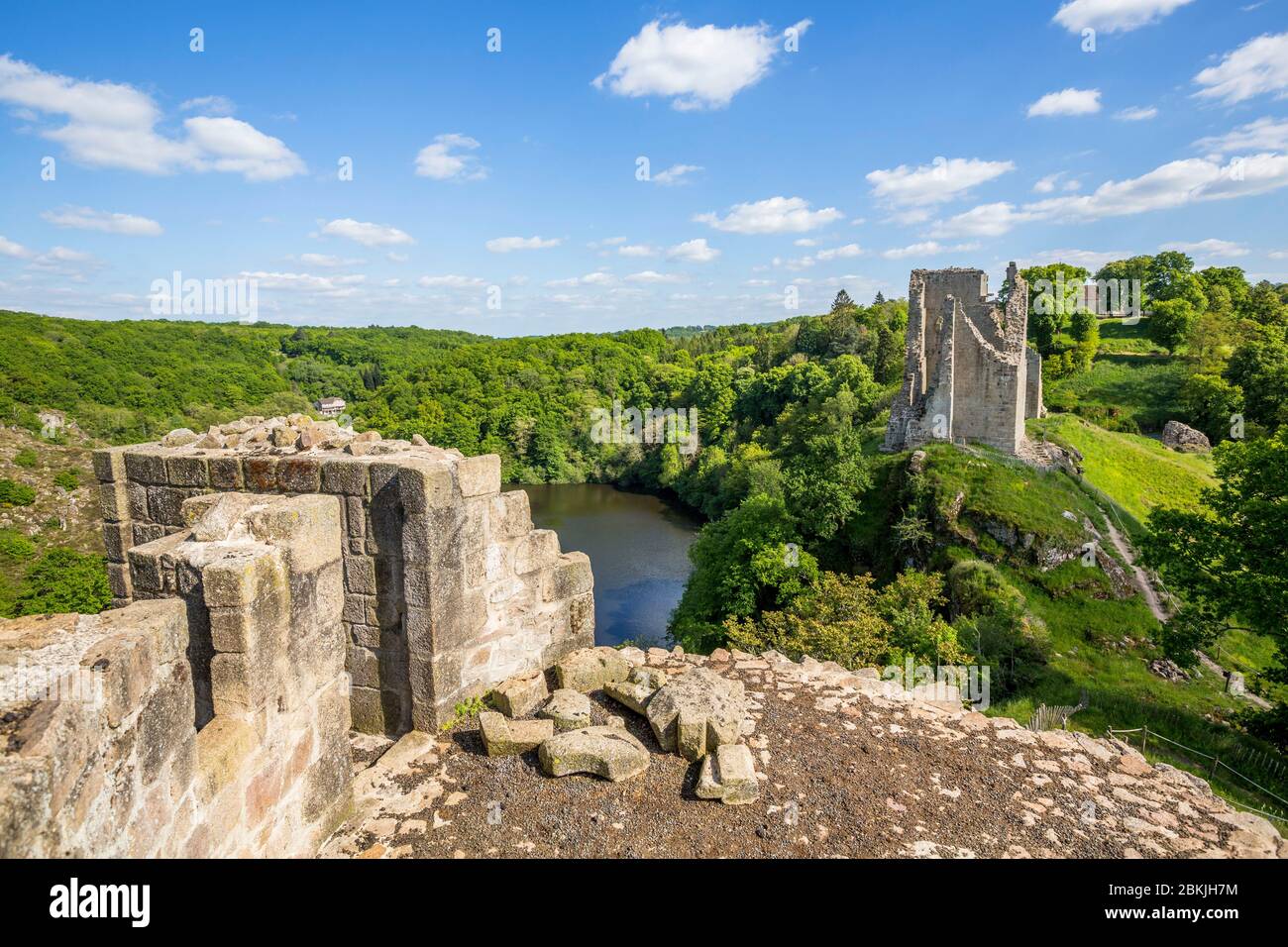 France, Creuse, Crozant, ruins of medieval castle, Creuse valley Stock ...