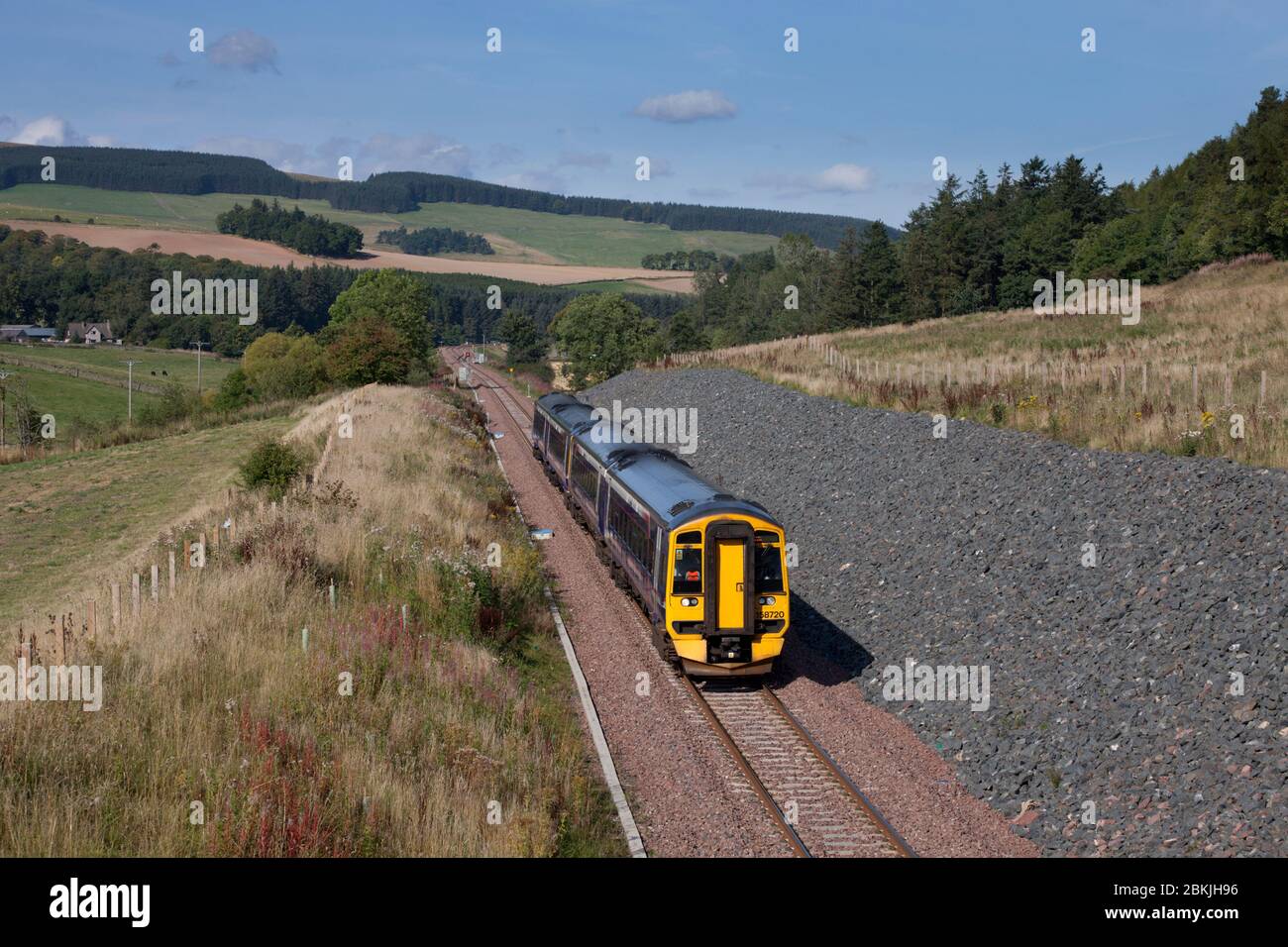 Scotrail class 158 express sprinter train passing Bowland junction ...