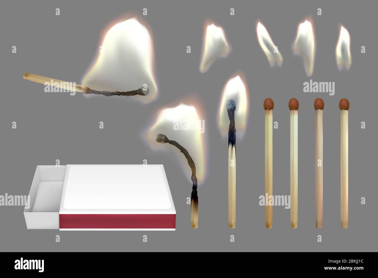 Realistic safety match. Set of wooden matches. Vector illustration ...