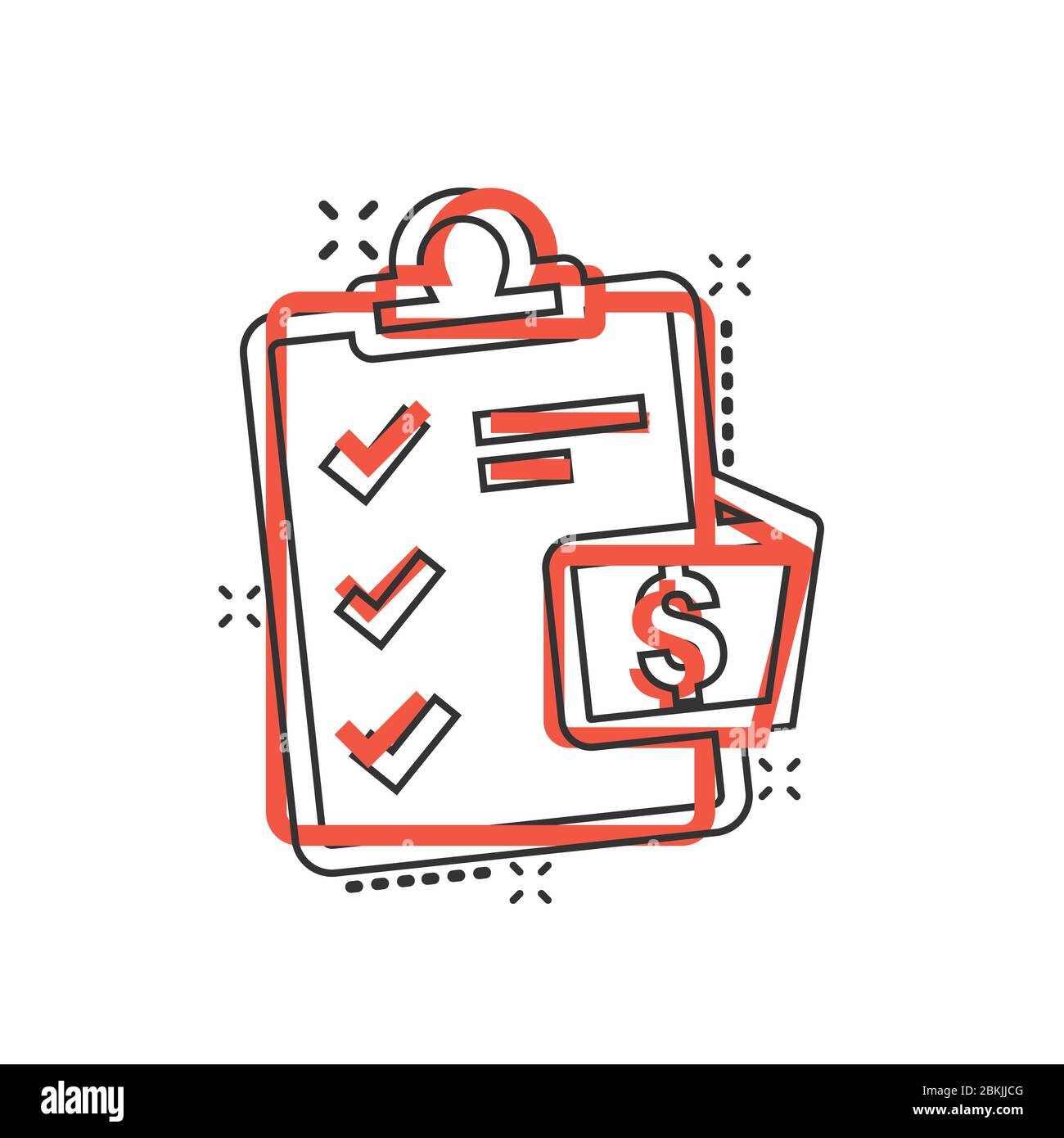 Document checklist icon in comic style. Report cartoon vector ...