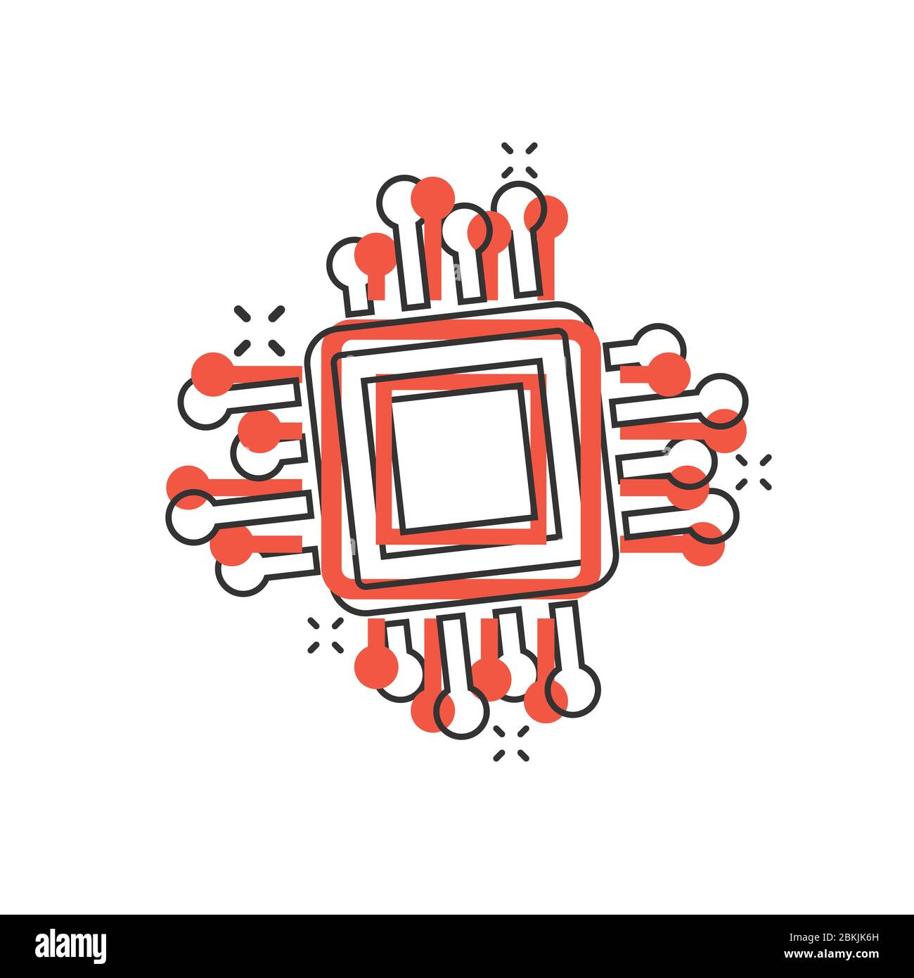 Computer cpu icon in comic style. Circuit board cartoon vector ...