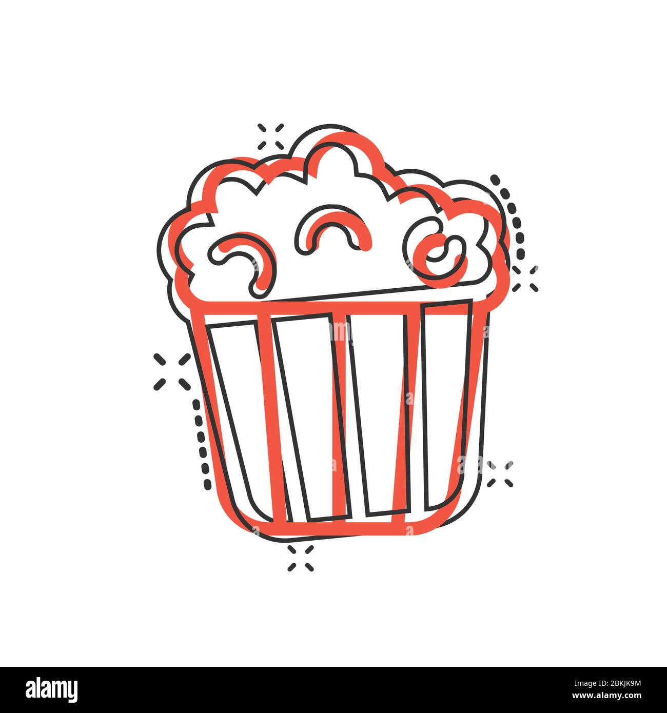 Film icon in comic style. Popcorn cartoon vector illustration on white ...