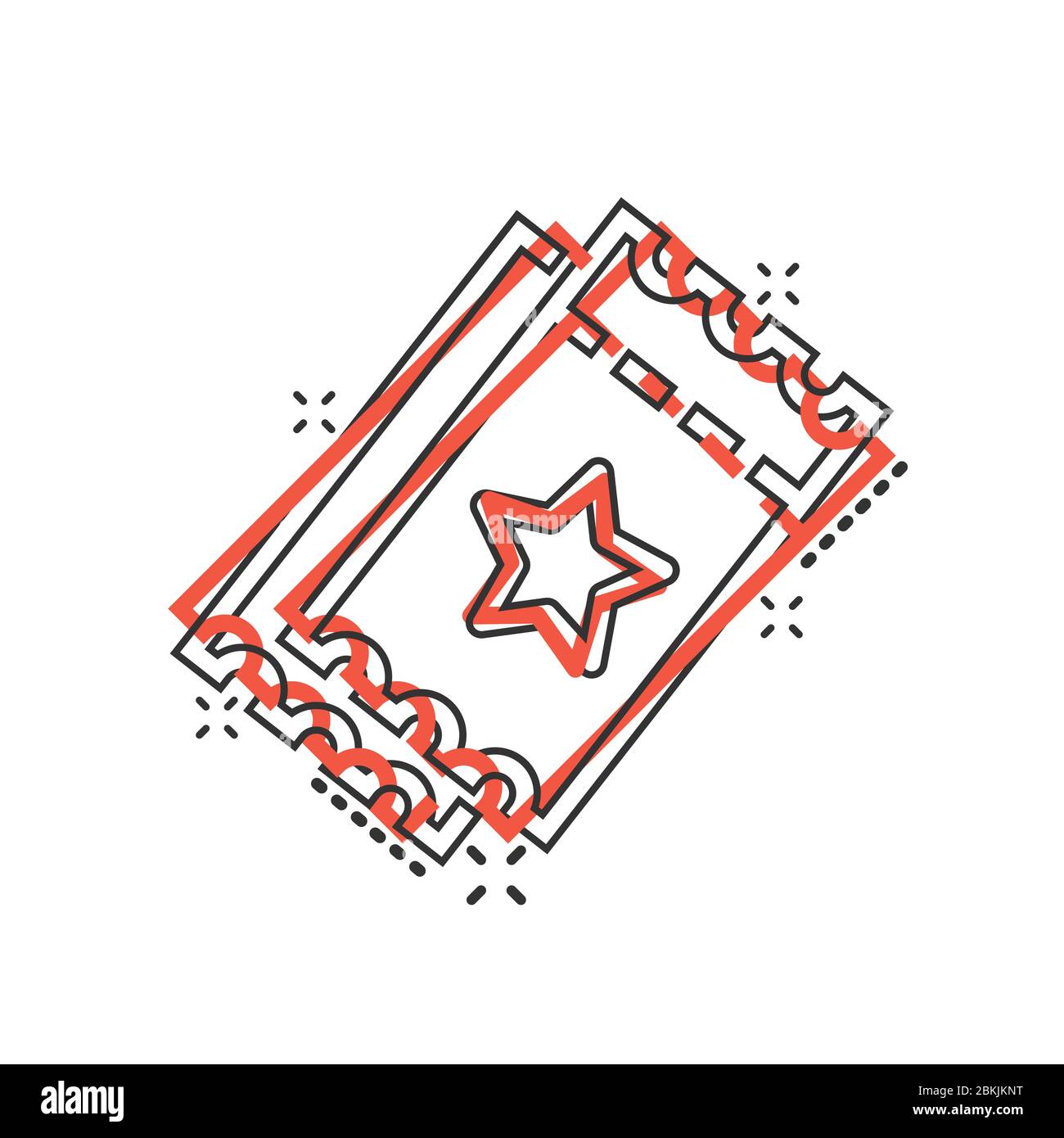 Cinema ticket icon in comic style. Admit one coupon entrance cartoon ...