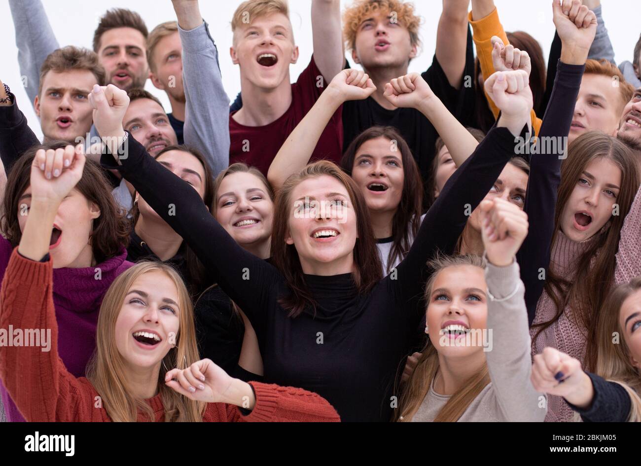 large group of friends with a smile looking at the camera Stock Photo ...