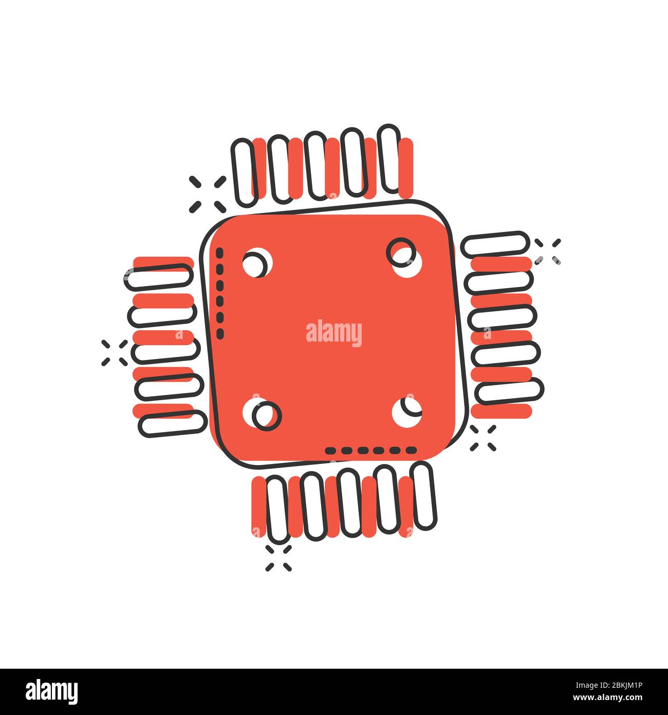 Computer cpu icon in comic style. Circuit board cartoon vector ...