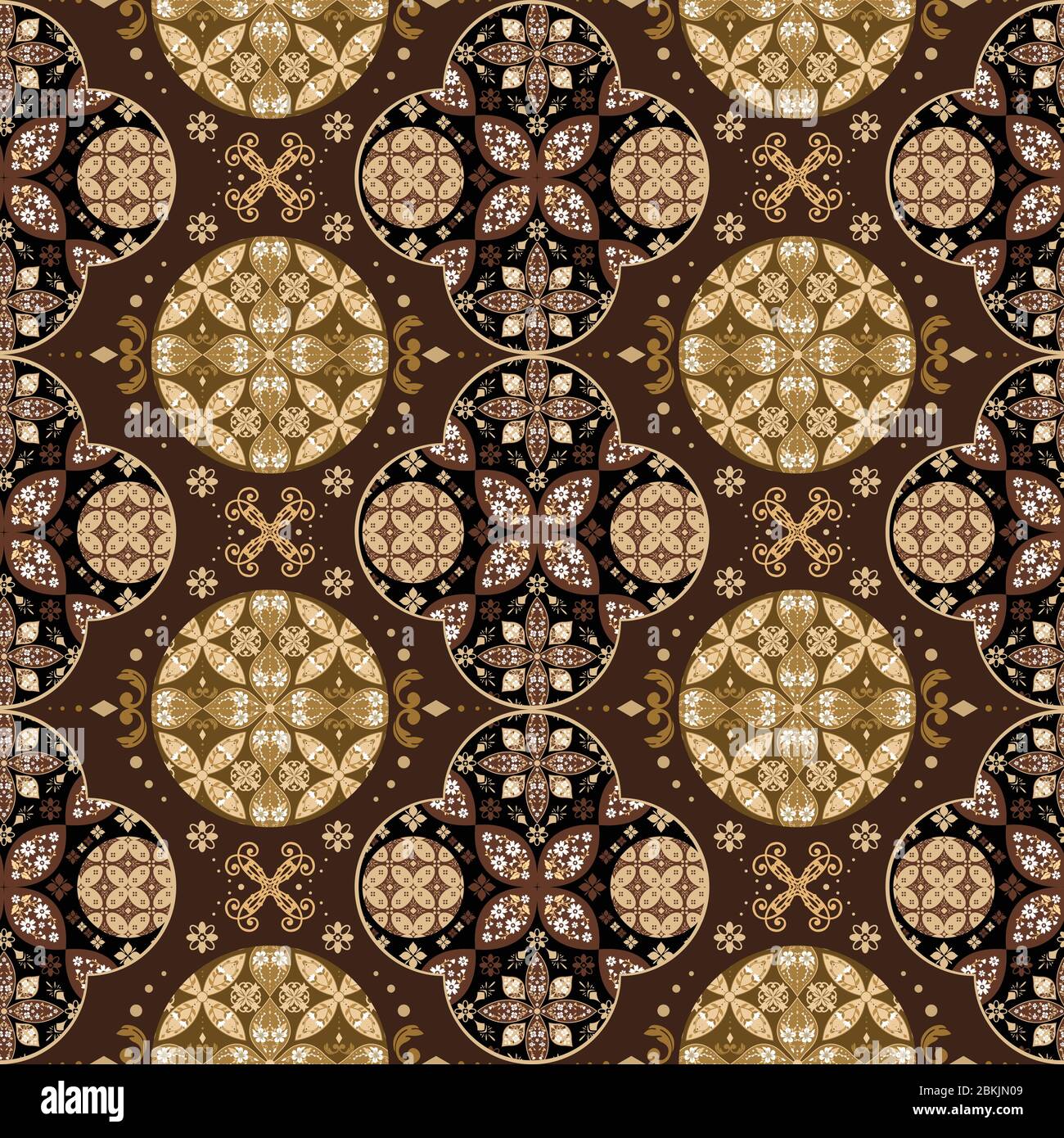 Modern circle motifs on Java batik design with simple dark brown color ...