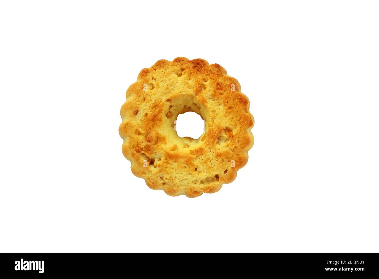 closeup of ring cookie with peanuts, closeup of butter ring cookie with ...