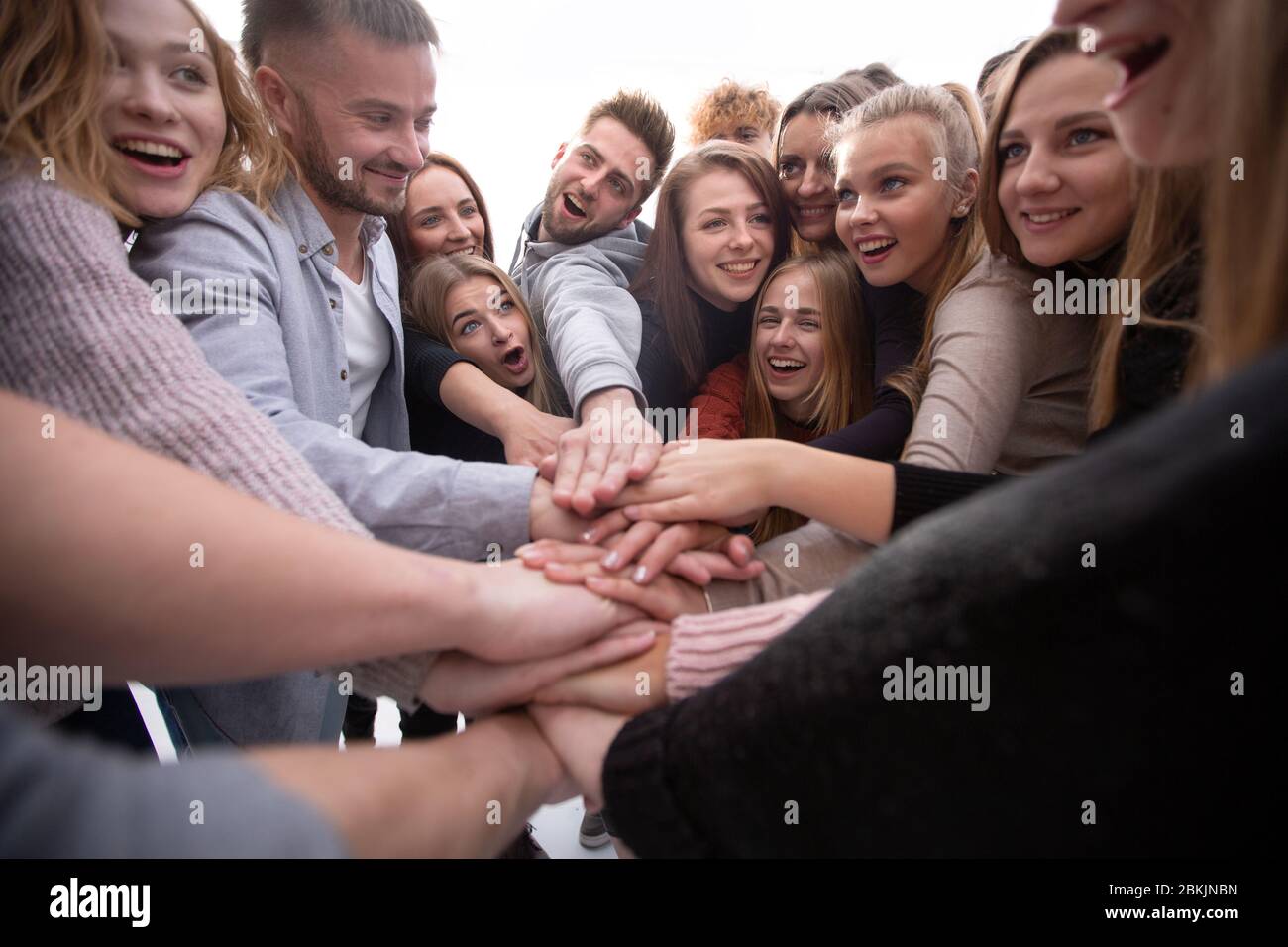 group of happy young people showing their unity Stock Photo - Alamy