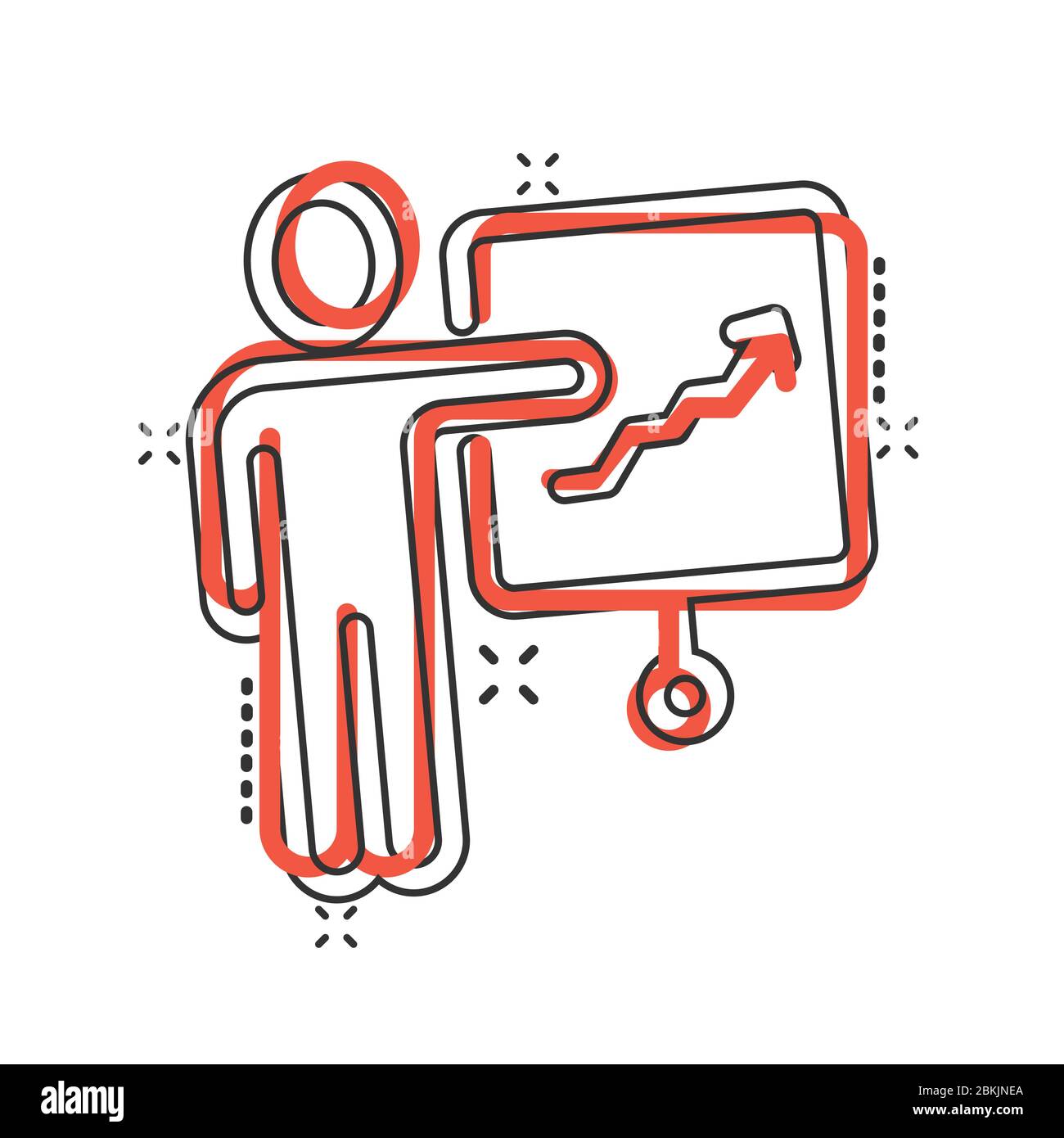People with growth arrow icon in comic style. Work strategy cartoon ...